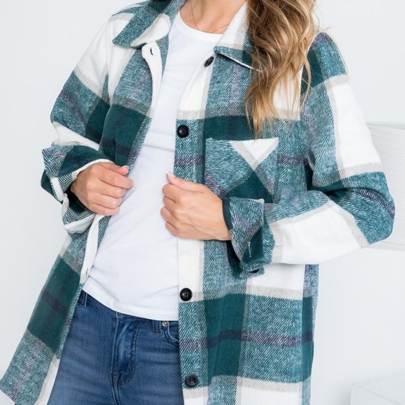 Tops | Nwt Green Buffalo Plaid Shacket | Poshmark